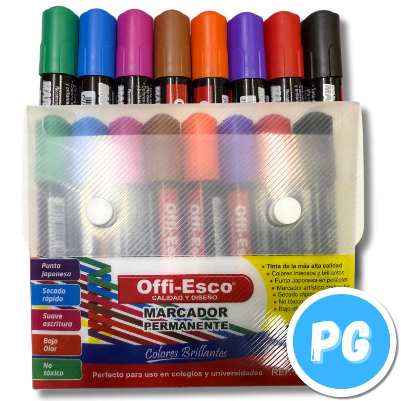 Paquete Marcadores Offiesco Permanente X8 Unds Surtido – Papeleria ...